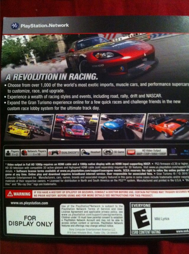 GT5 “GameStop Edition” Packaging Reveals Back of Case – GTPlanet