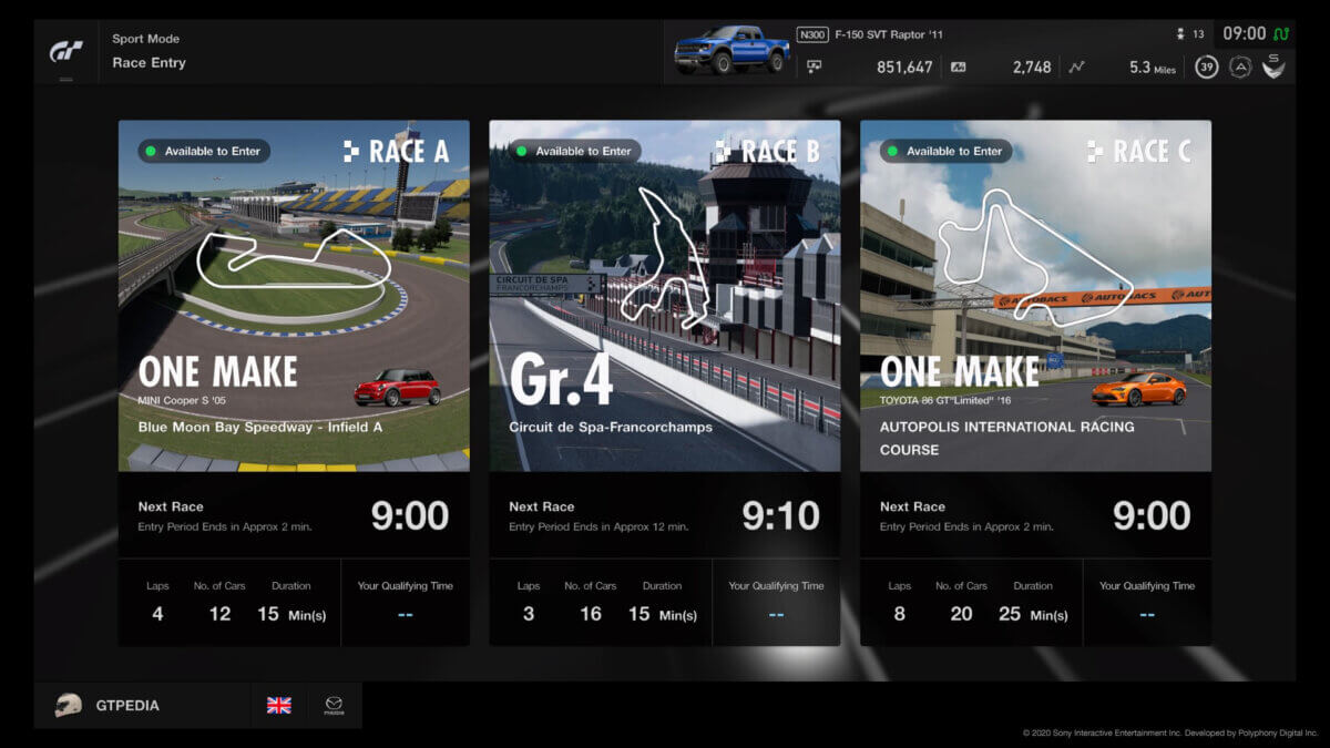 GT Sport Daily Races: Sparring at Spa, and One-Make Madness – GTPlanet